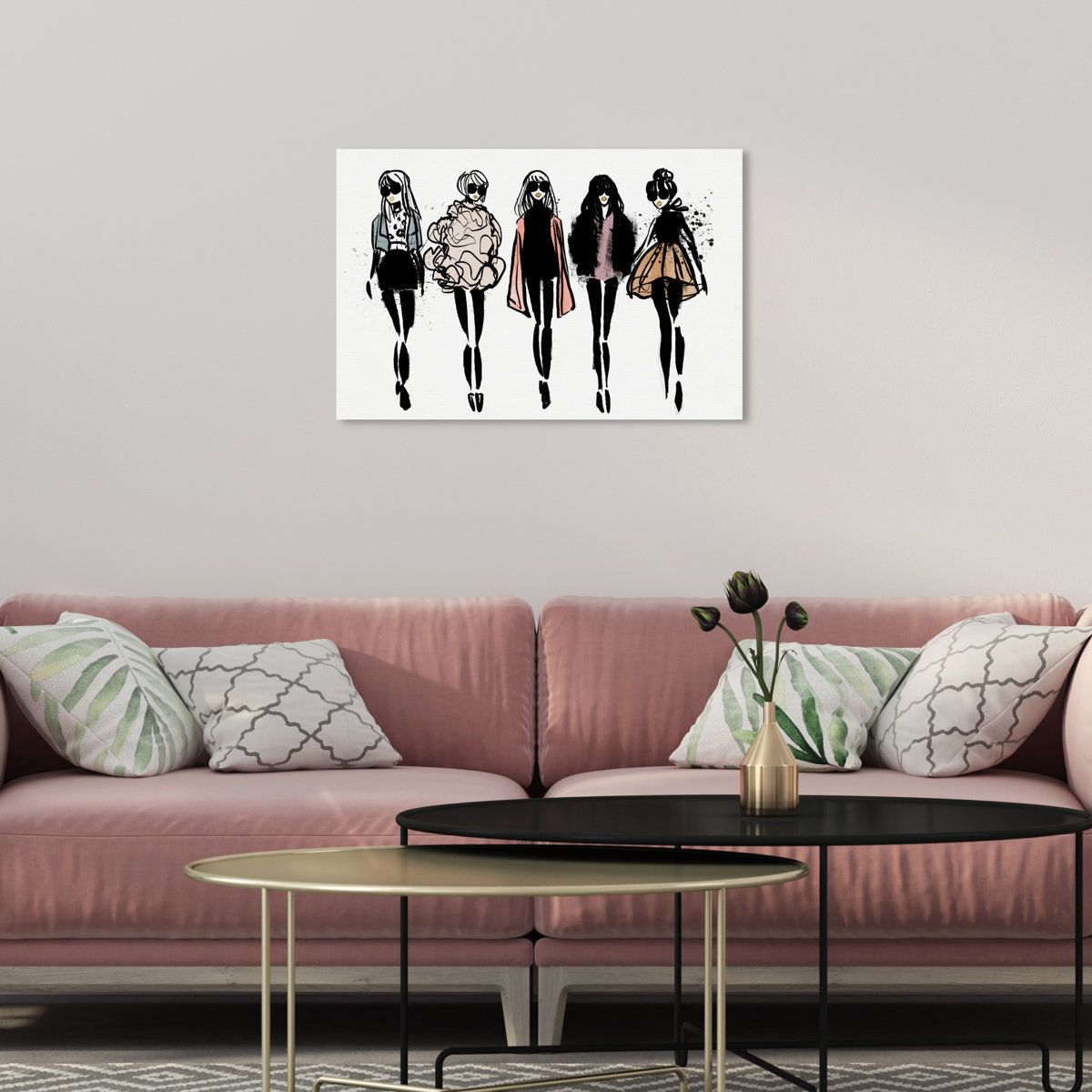 Mercer41 Fashion and Glam Girl Line up Neutral Runway - Painting Print ...