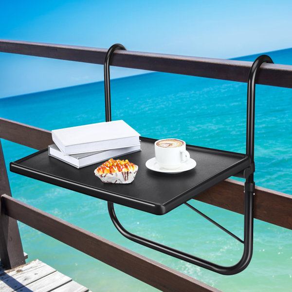 Ebern Designs Outdoor Balcony Hanging Table for Railing, Folding ...