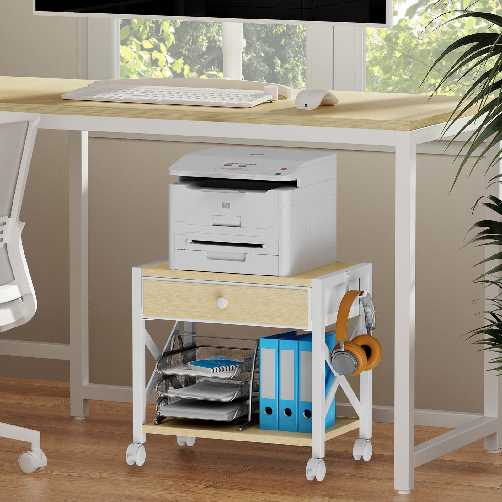LOVE YOUR BATH LLC Double-Tier Desktop Printer Stand With Large Drawer ...