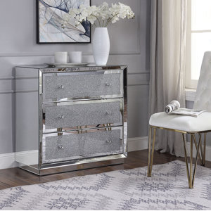 Mercer41 Nelligan 3 - Drawer Accent Chest in Mirrored | Wayfair