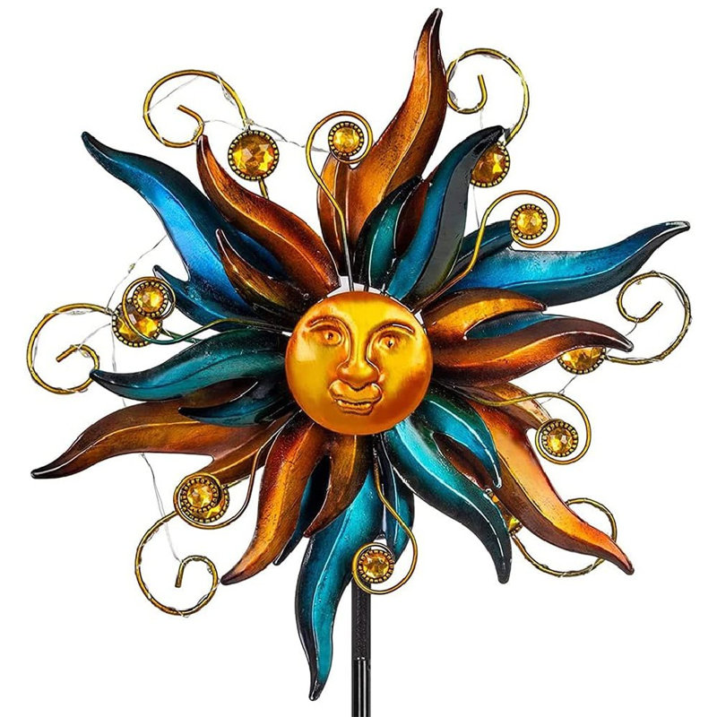 Arlmont & Co. Sun Outdoor Metal Wind Sculpture | Wayfair