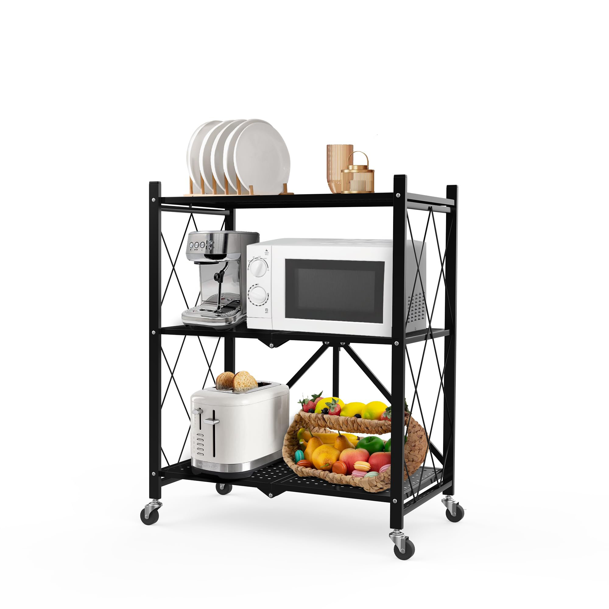 Latitude Run® Kitchen Bakers Rack,Stable Folding Shelf,Foldable Grill ...