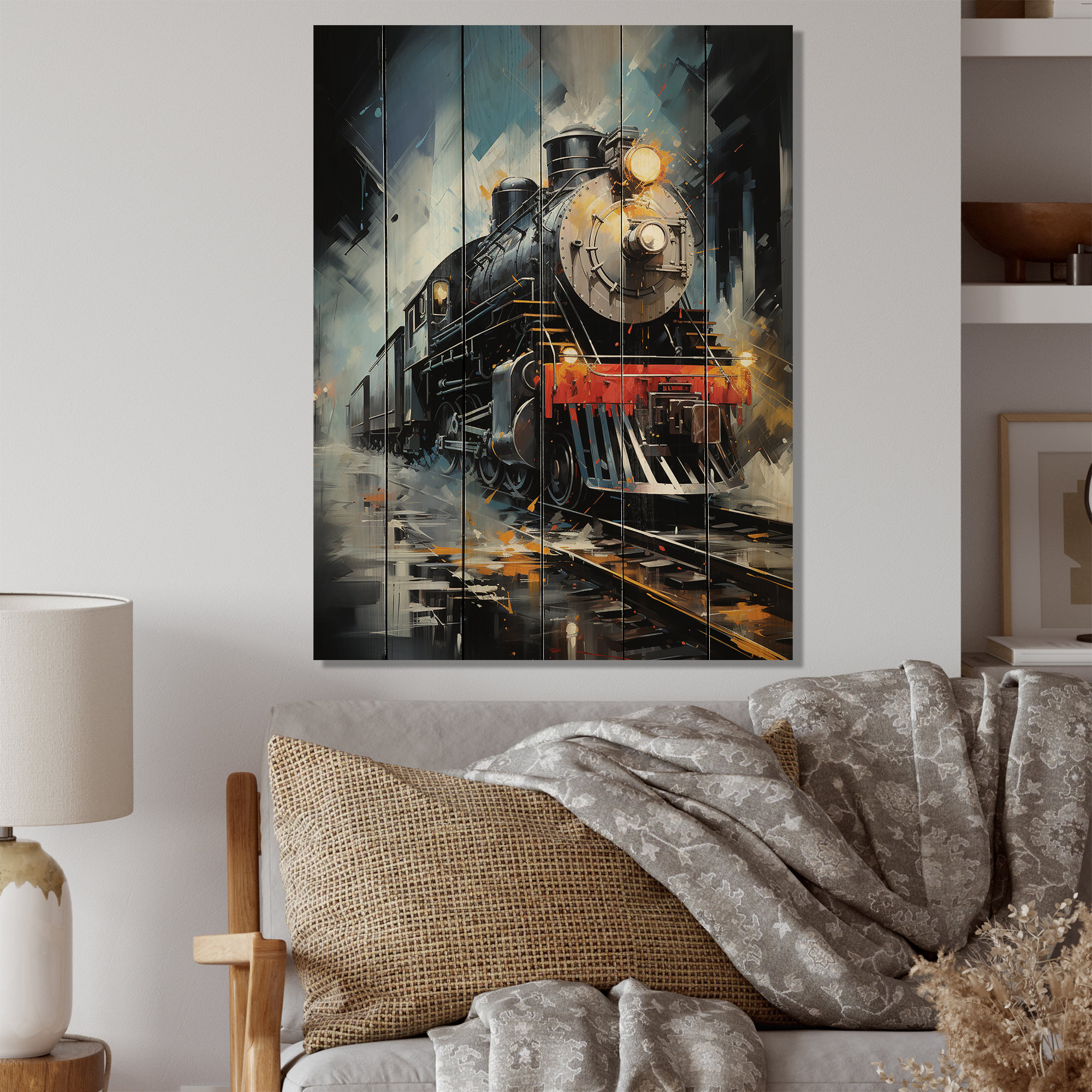 Williston Forge Abstract Train Fluid Motion On Wood Print | Wayfair