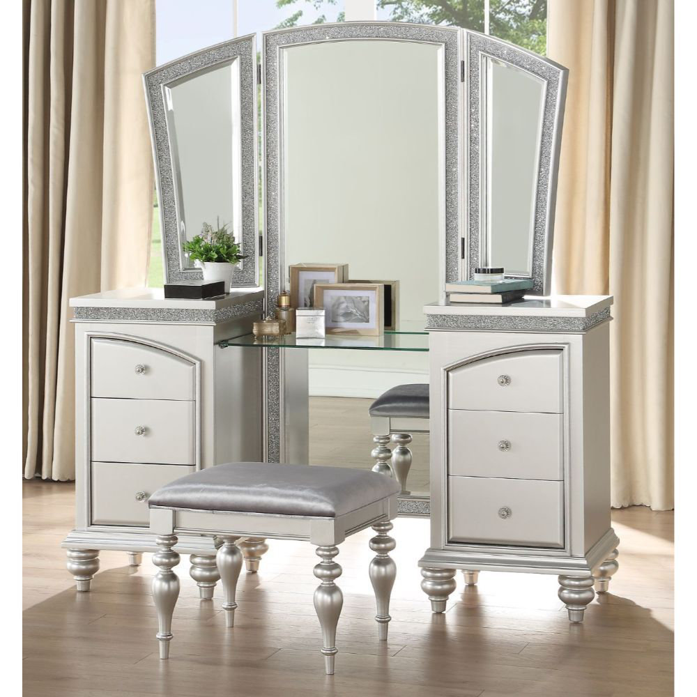 Rosdorf Park Amiira Vanity Set with Stool and Mirror | Wayfair