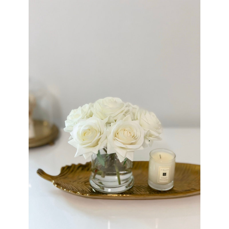 Flovery Best Seller Real Touch Off-White Rose Arrangement | Perigold