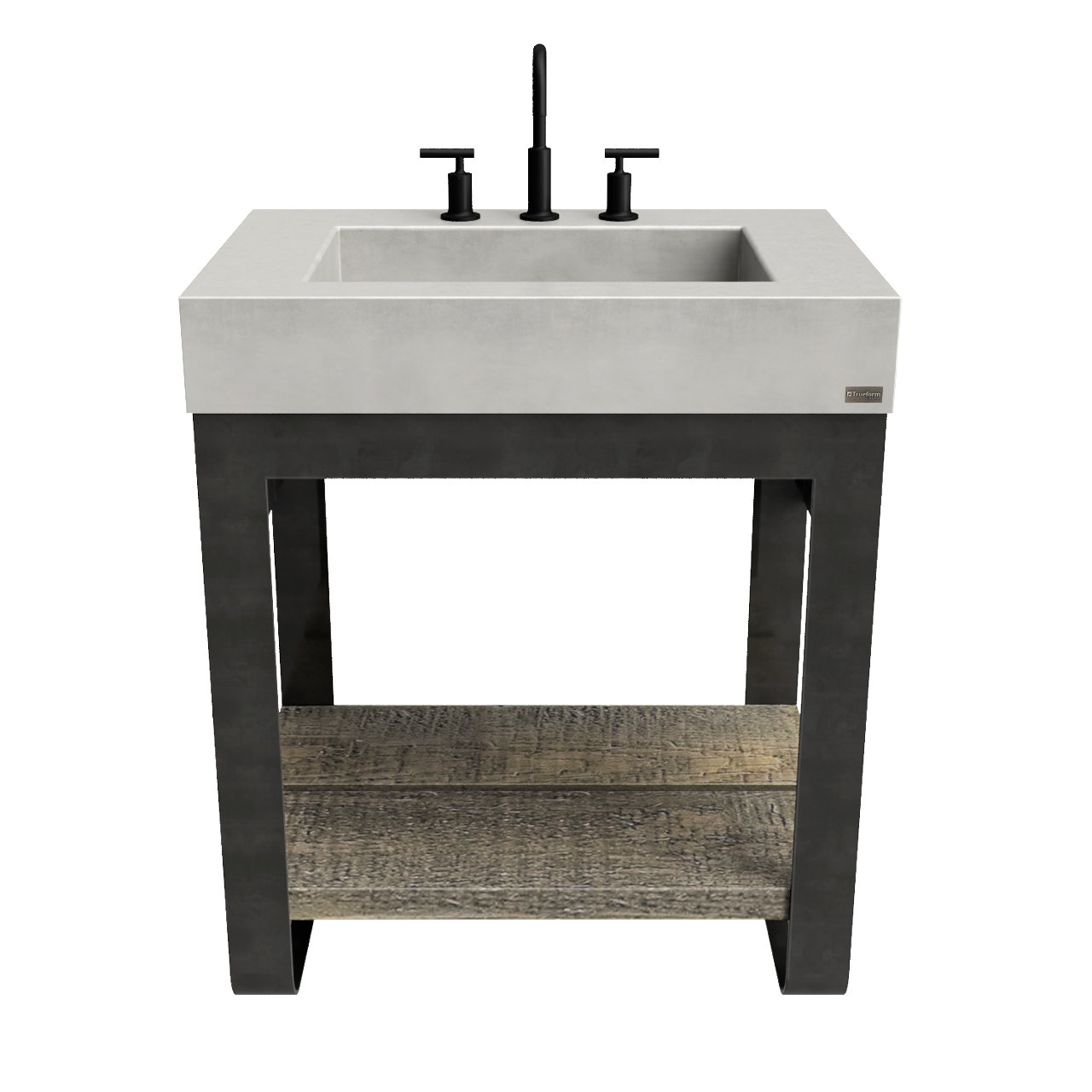Trueform Concrete Outland 30 Inch Steel Vanity Base with Modern Half ...