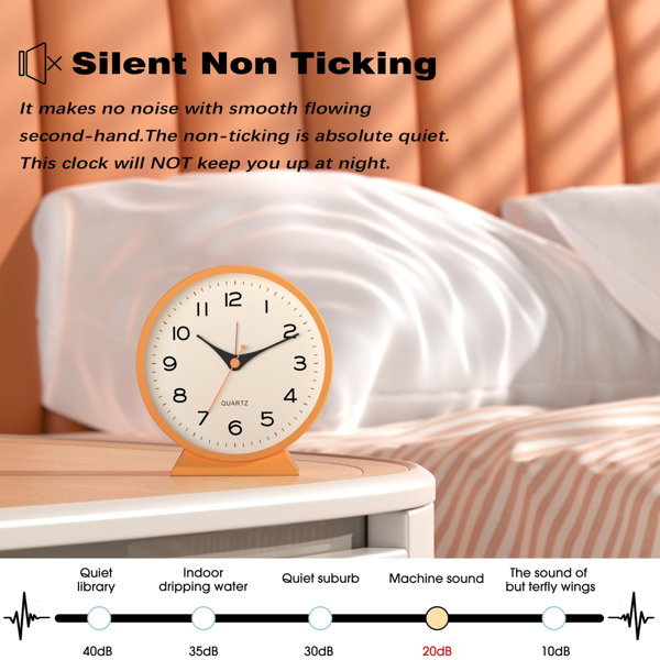 Latitude Run® 4.5" Analog Alarm Clock,Small Retro Desk Clock Battery ...