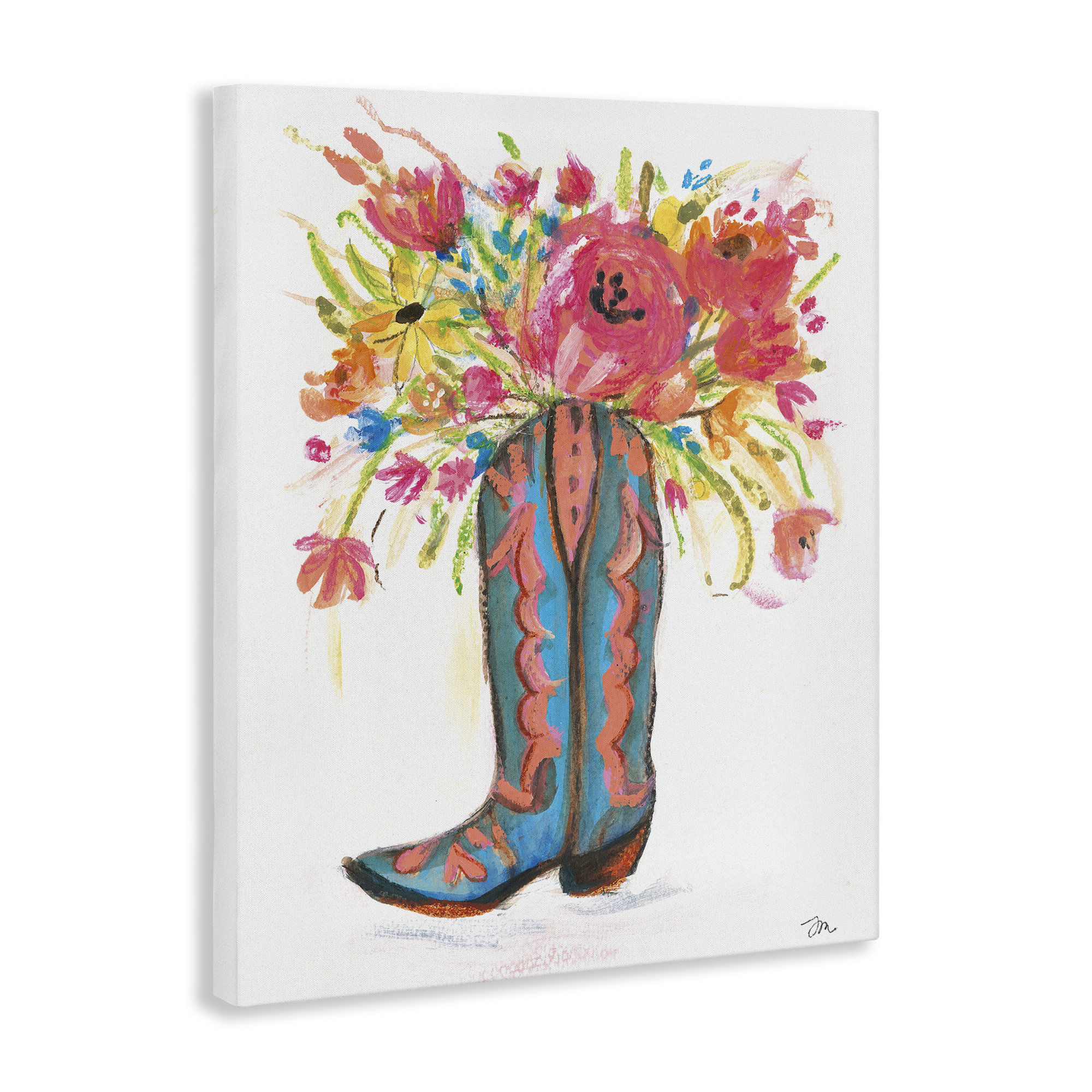 Ophelia & Co. Floral Cowgirl Boot Pastels Canvas, design by Jessica ...