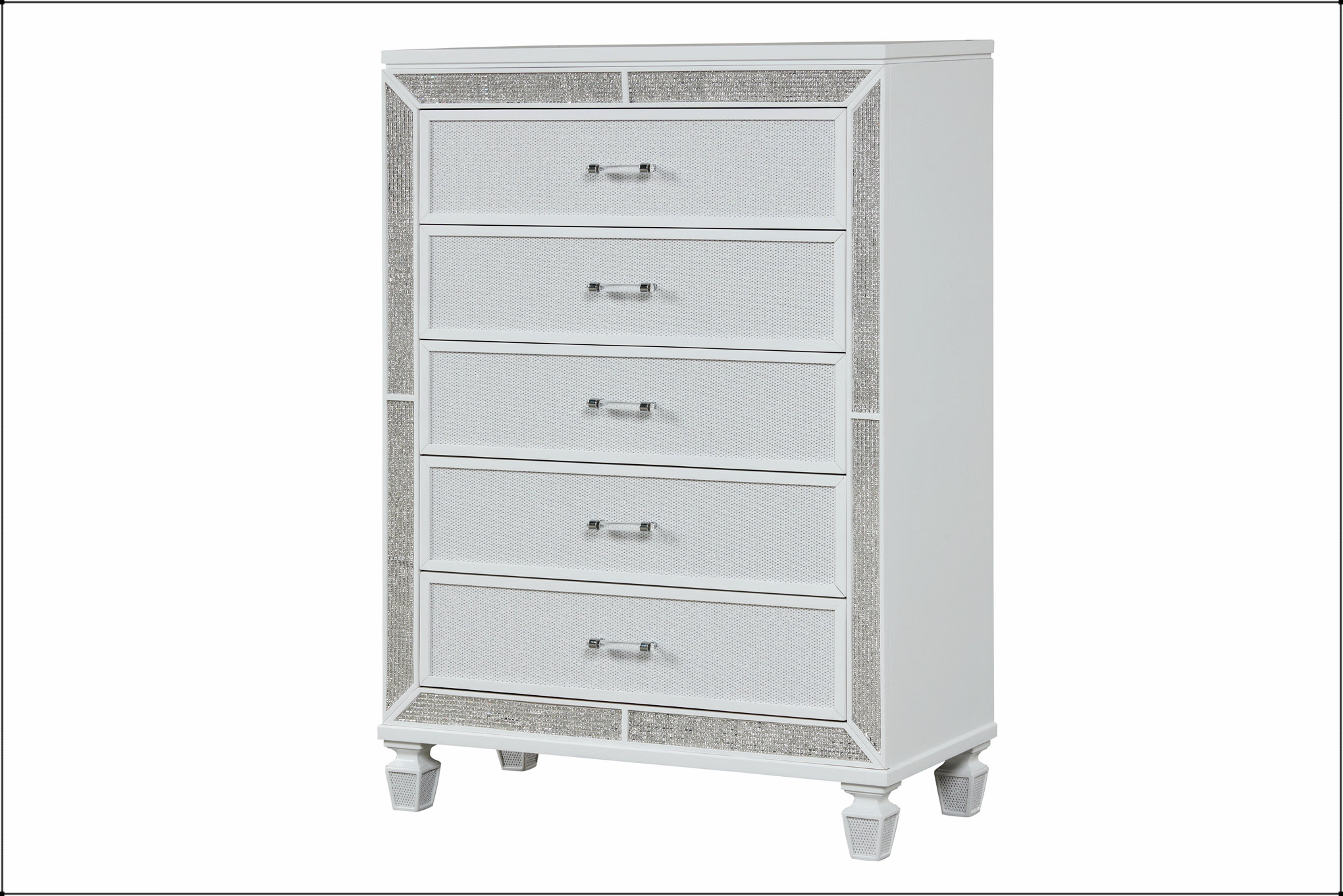 George Oliver Luxurious Crystal Chest With White Wood Finish And ...