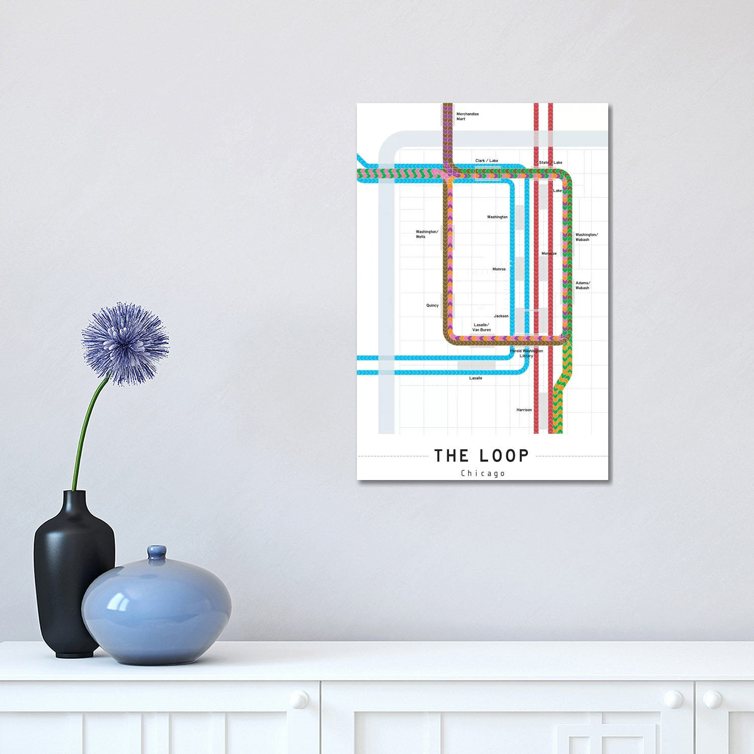 East Urban Home Chicago Loop Map by Project Subway NYC - Wrapped Canvas ...