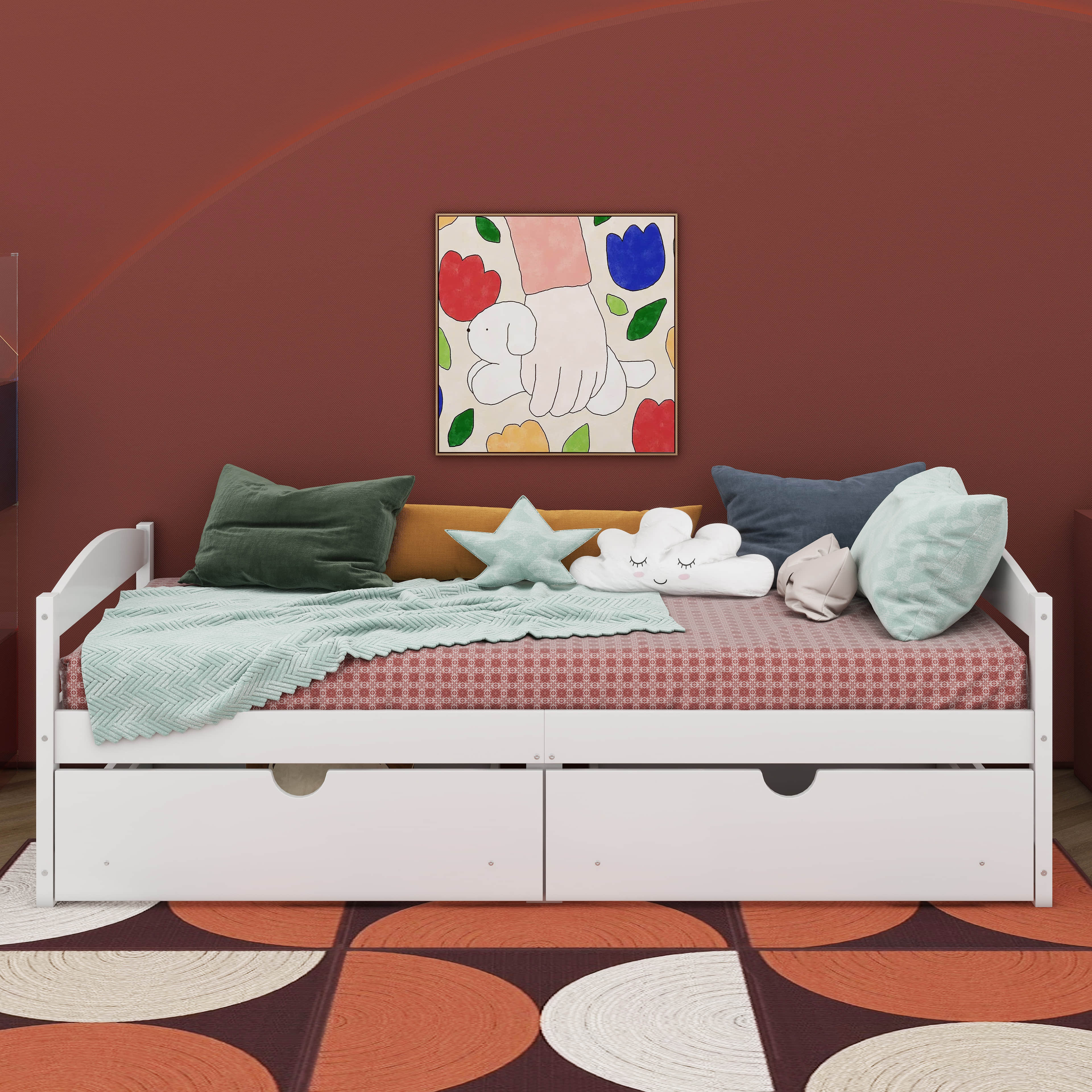 Red Barrel Studio® Twin-Sized Platform Bed Equipped With Two Storage ...