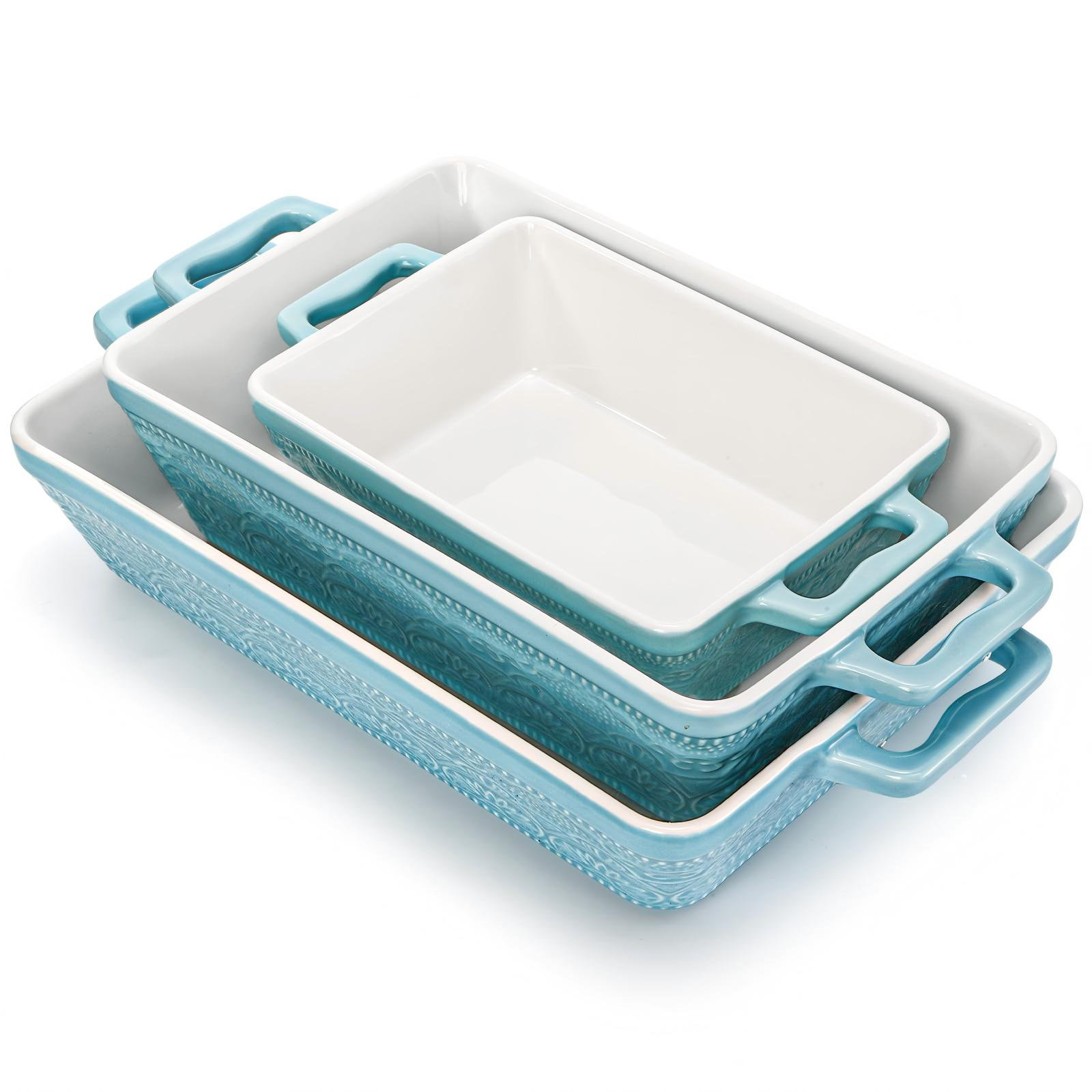 ZHENGYANGMAOYI Ceramic Baking Dishes, Rectangular Bakeware With Handles ...