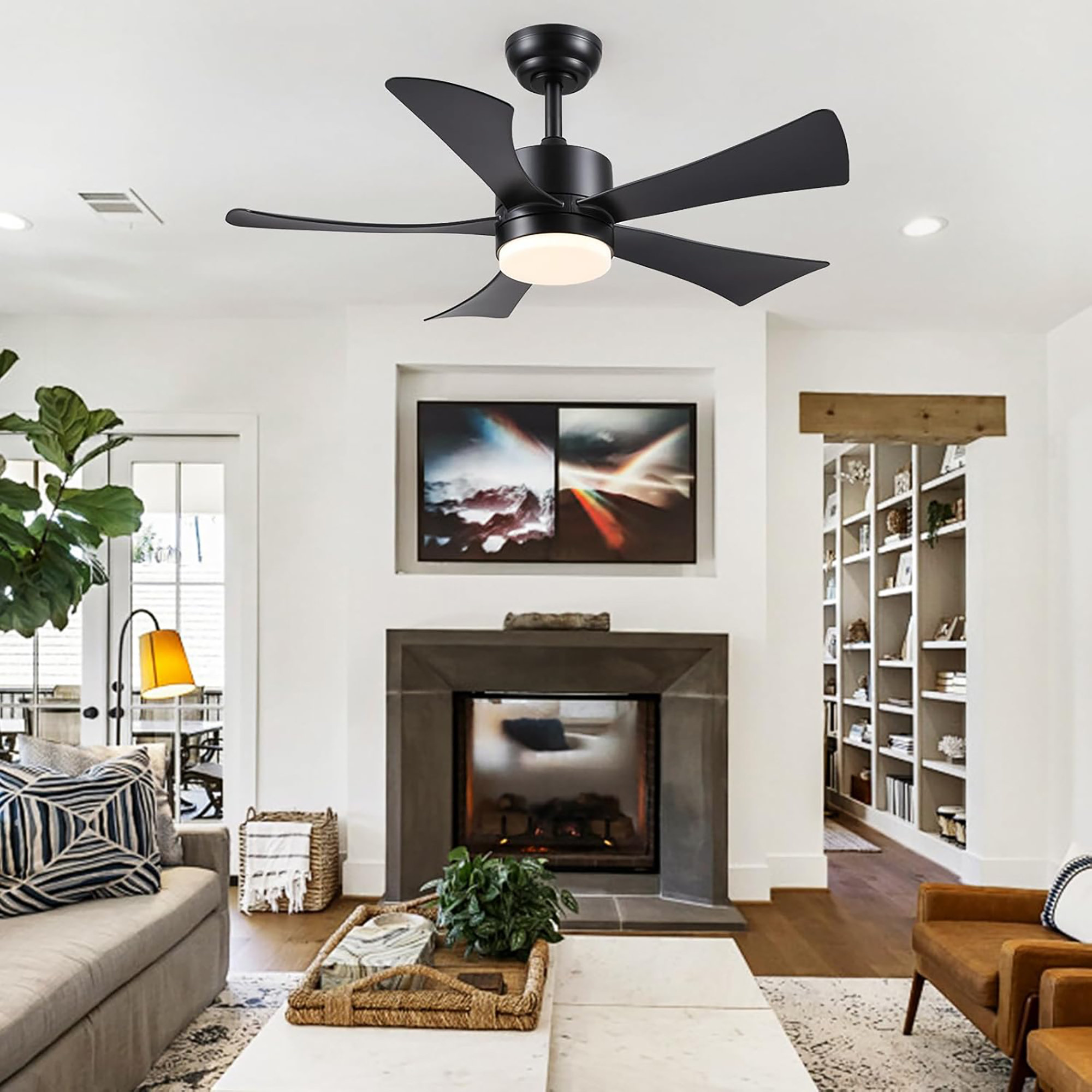 Wrought Studio™ 42 Inch Ceiling Fans With Lights, Modern Ceiling Fan ...
