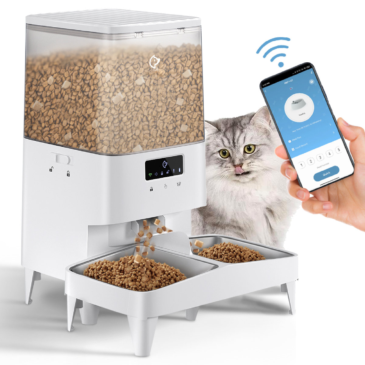 Toocapro 5 L WiFi Automatic Feeder for Dog Cat, Automatic Pet Feeder ...