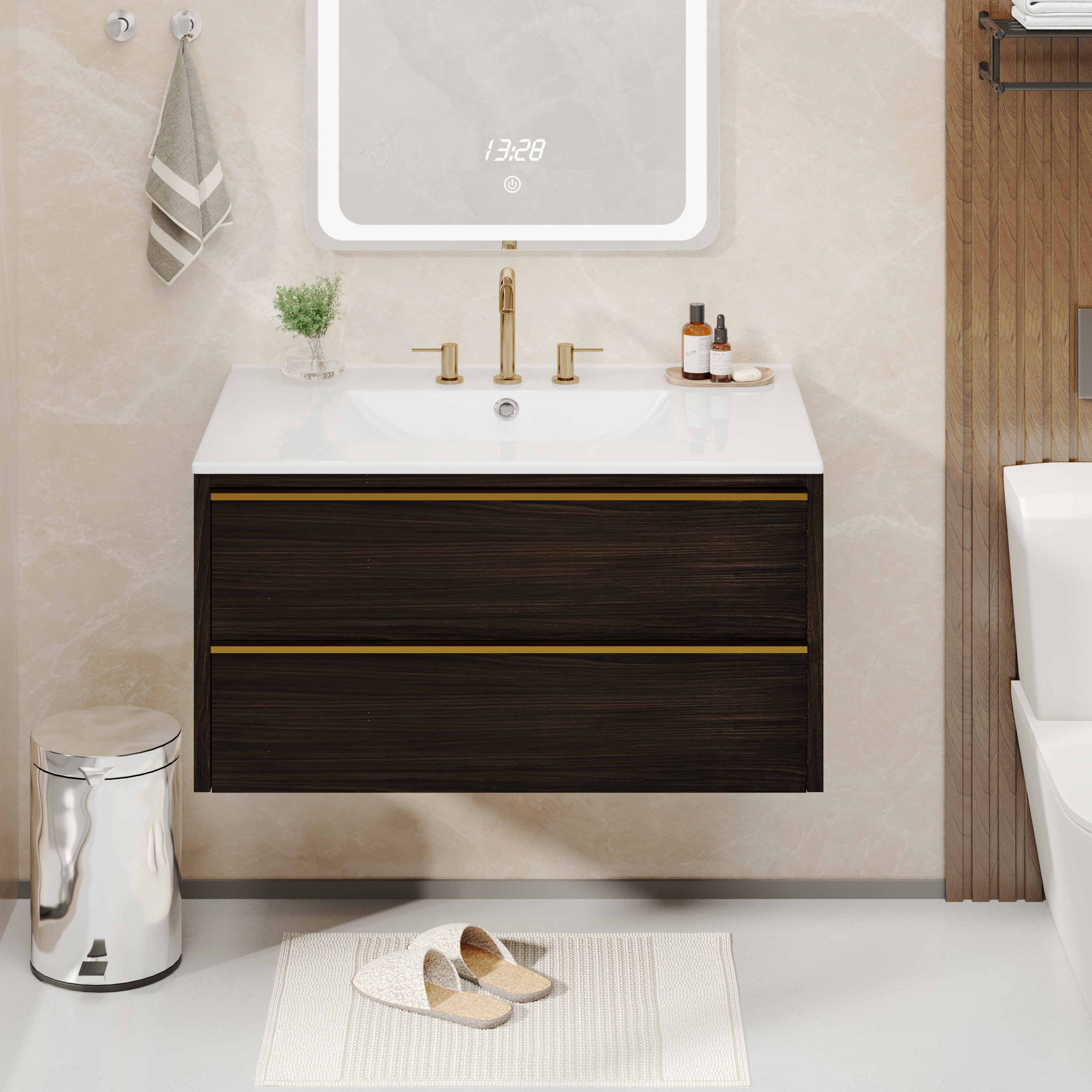 Wade Logan® Magellan 36'' Wall Mount Bathroom Vanity with Sintered ...