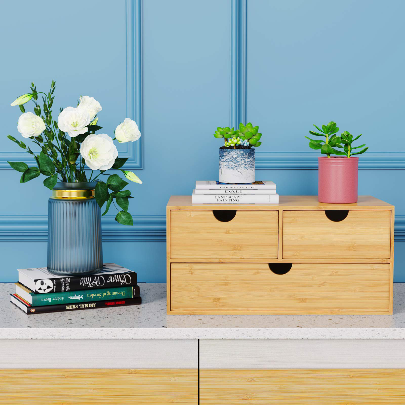 Latitude Run® Bamboo Desk Organizer - Mini Desktop Drawer Tabletop ...