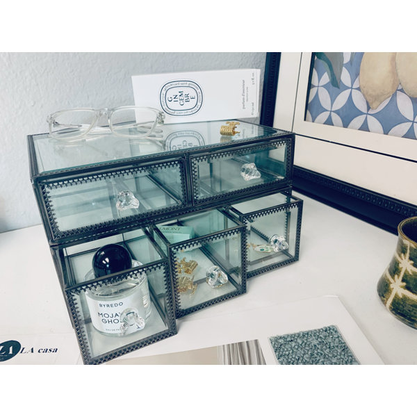Red Barrel Studio® Vintage Glass Cosmetic Makeup Organizer | Wayfair