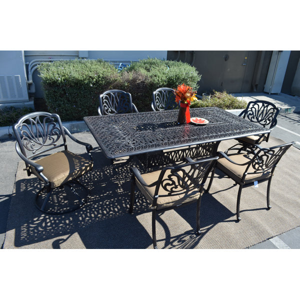 Lark Manor Allene 6 - Person Rectangular Outdoor Dining Set with ...