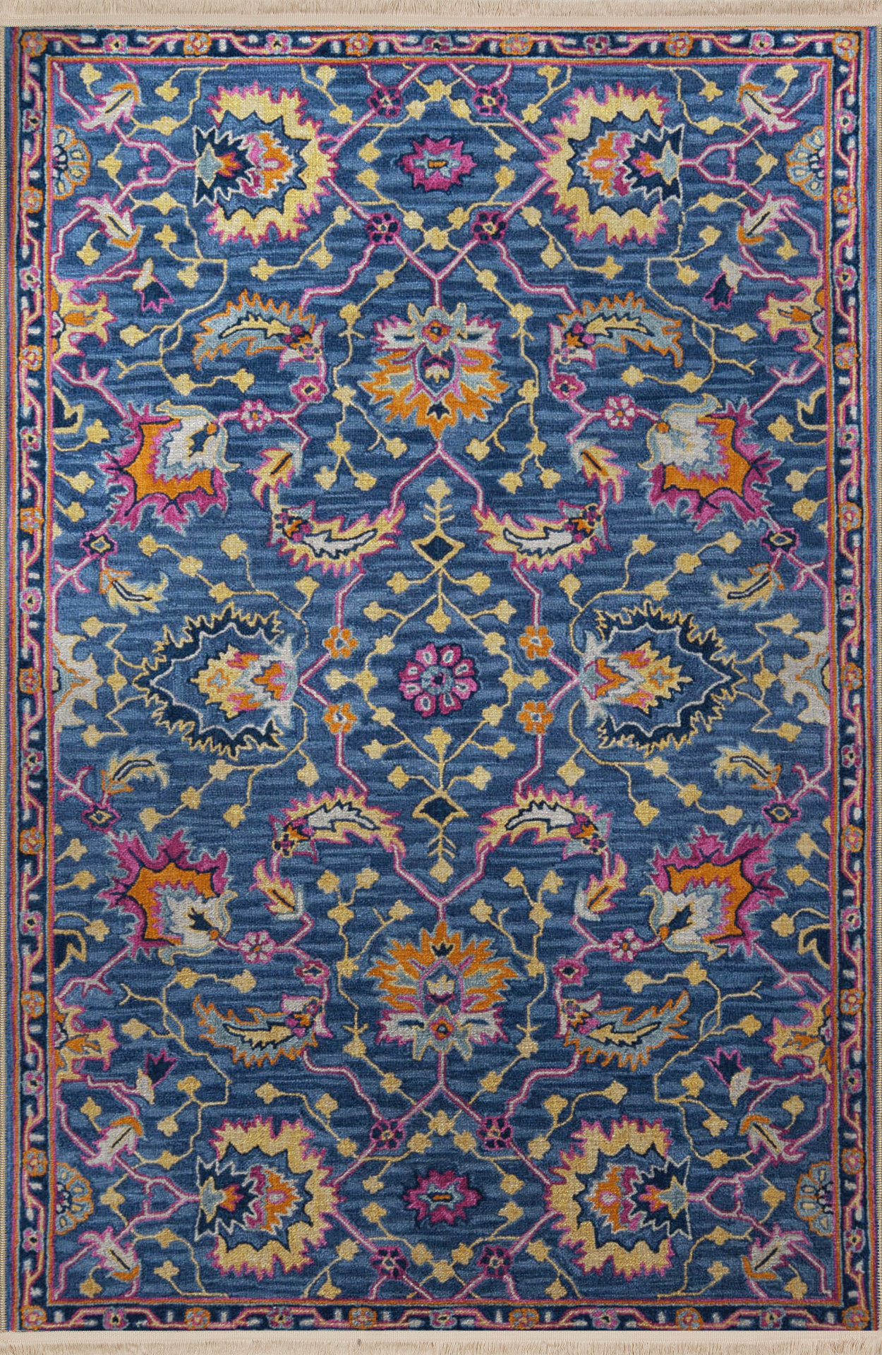 Bungalow Rose Blue-Themed Multi-Colored Motif Ethnic Floral Patterned ...