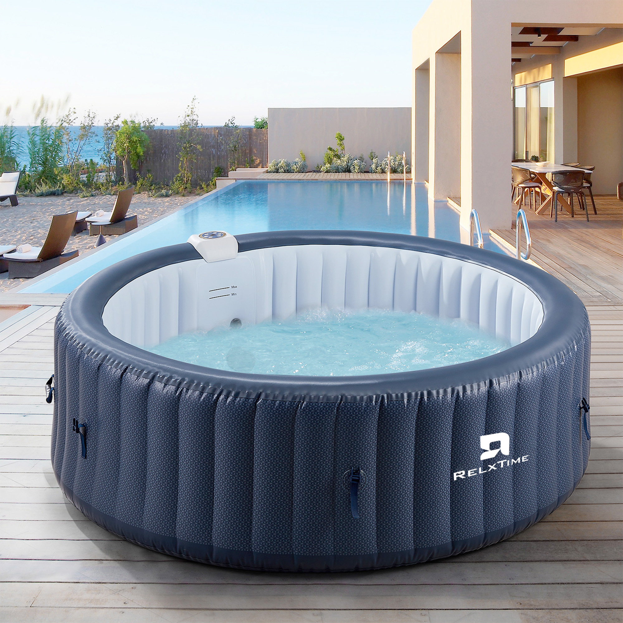 Relxtime Inflatable Hot Tub, Portable Air Jet Spa Outdoor Heater Blow ...
