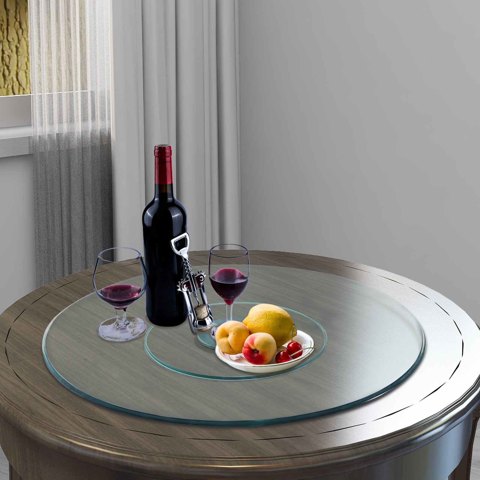 Symple Stuff Granham Lazy Susan Tempered Glass Turntable Rotating ...