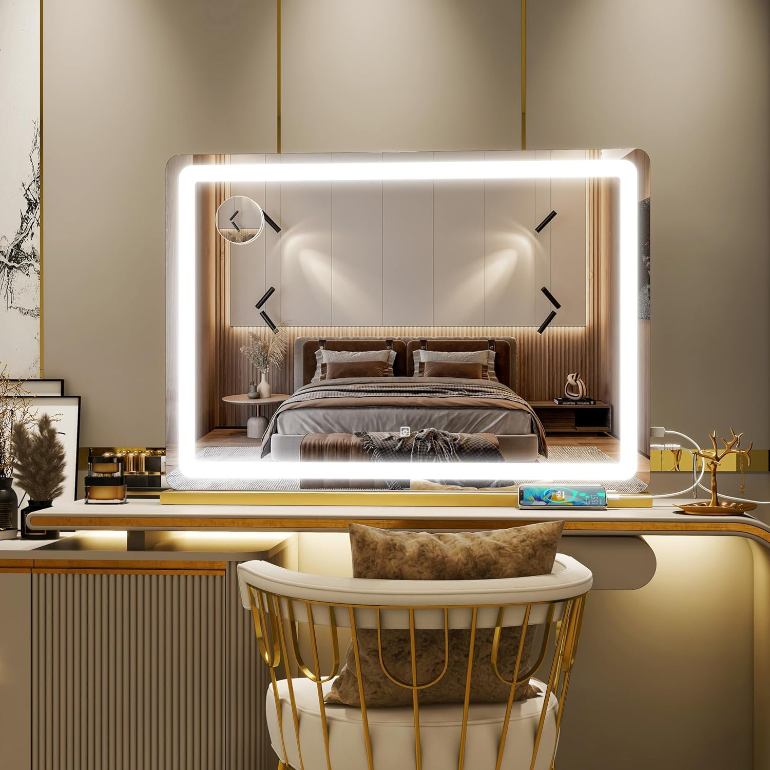 Mercer41 Large LED Vanity Mirror With Lights, Dimmable 3 Modes, 10X ...