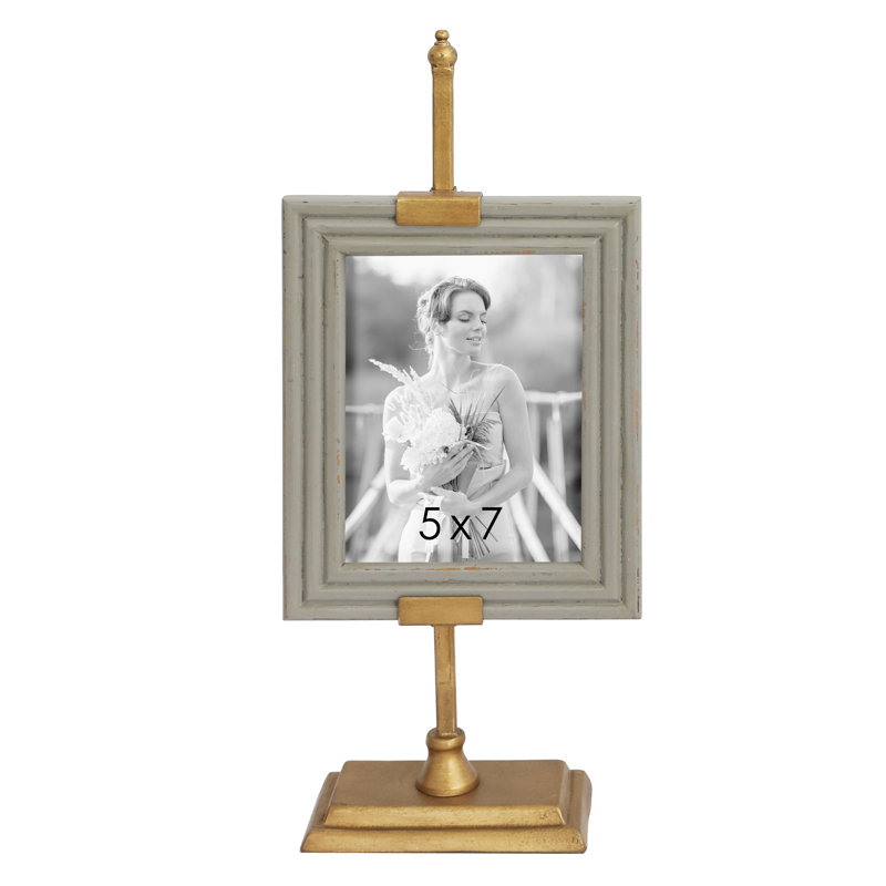 House of Hampton® VIP Metal 17 in. White 5x7 Standing Photo Frame | Wayfair