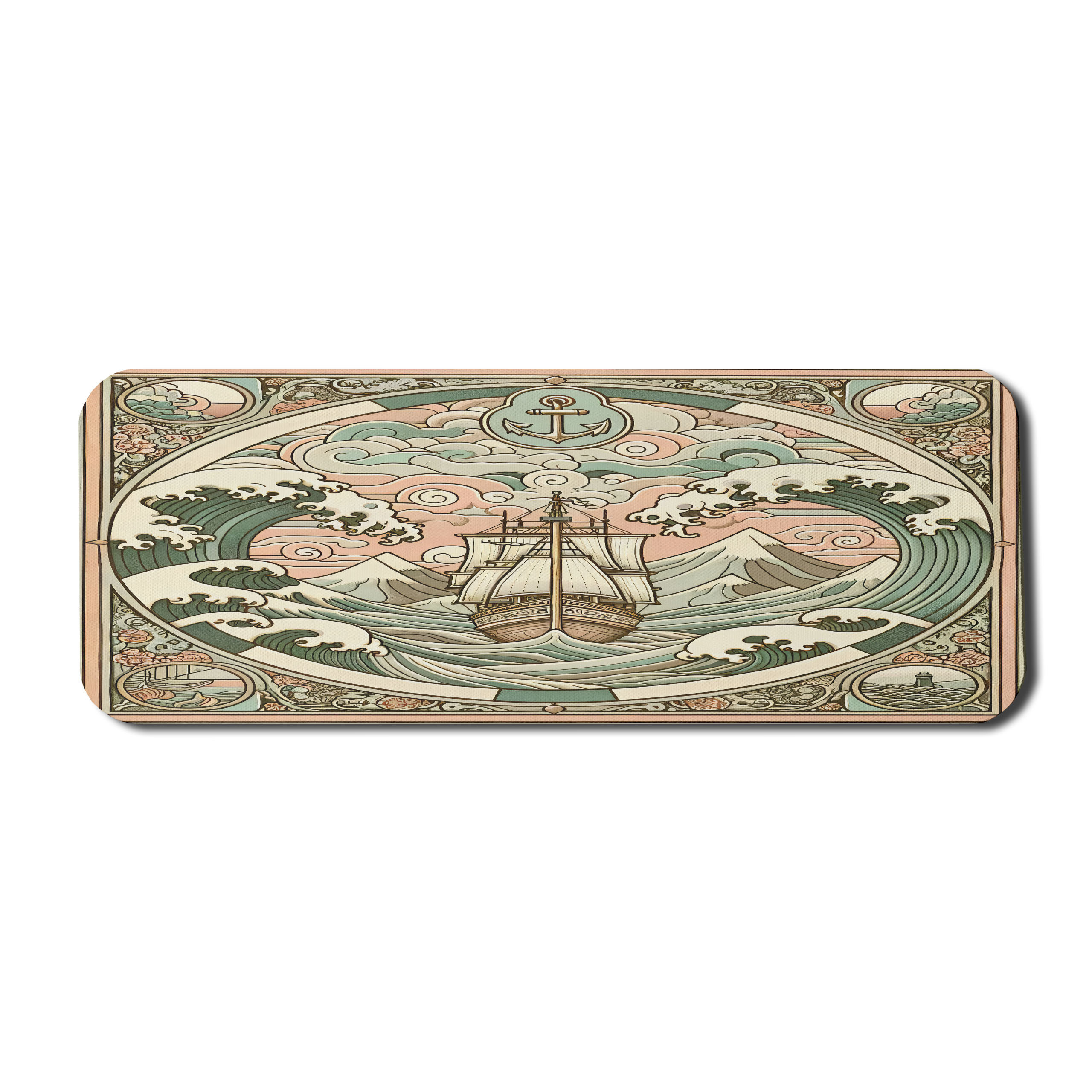 Charlton Home® Nautical Gaming Mouse Pad Folk Art Style Marine Look 31 ...