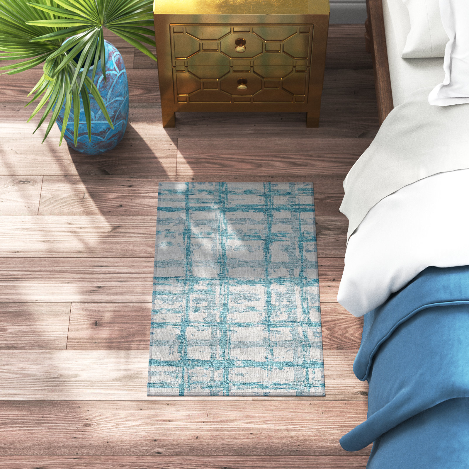 Langley Street Machine Washable Indoor/Outdoor Mahaney ACN745 Teal Rug ...