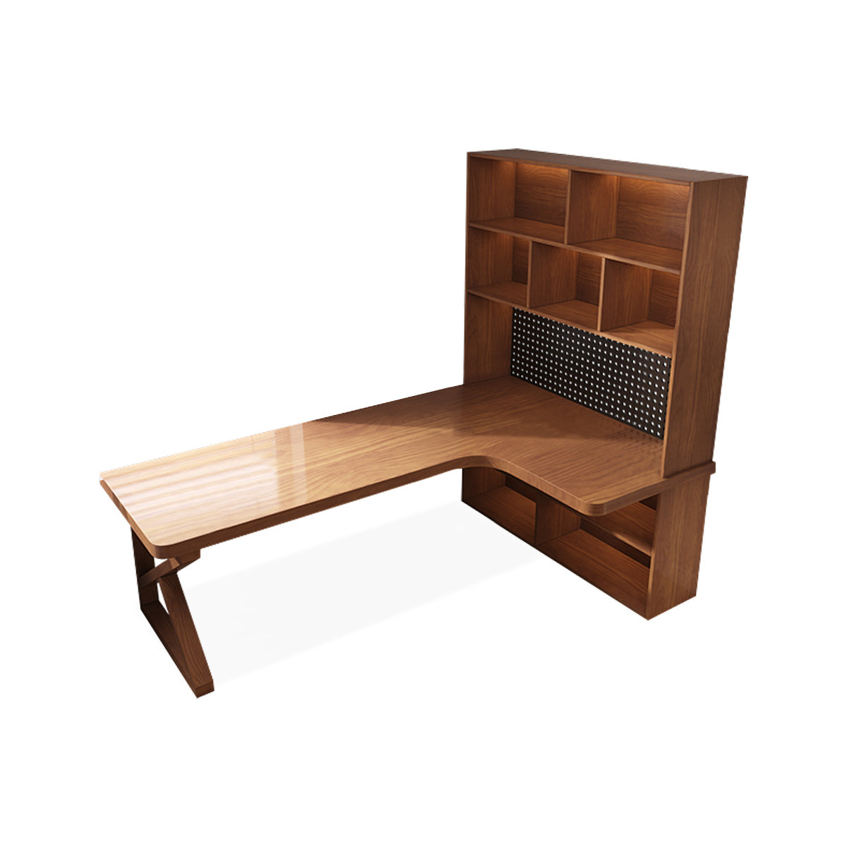 Ebern Designs Nut-brown Free form Solid Wood Executive Desk | Wayfair