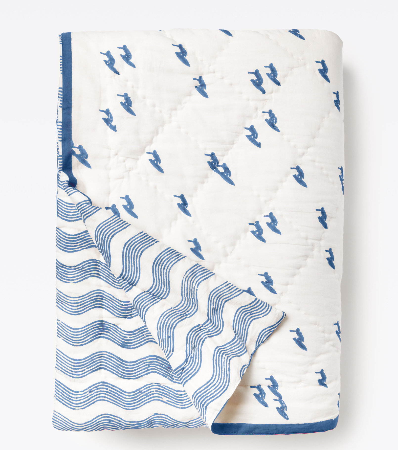 Averylily Reversible Block Print Surfer Quilt in Ocean | Perigold