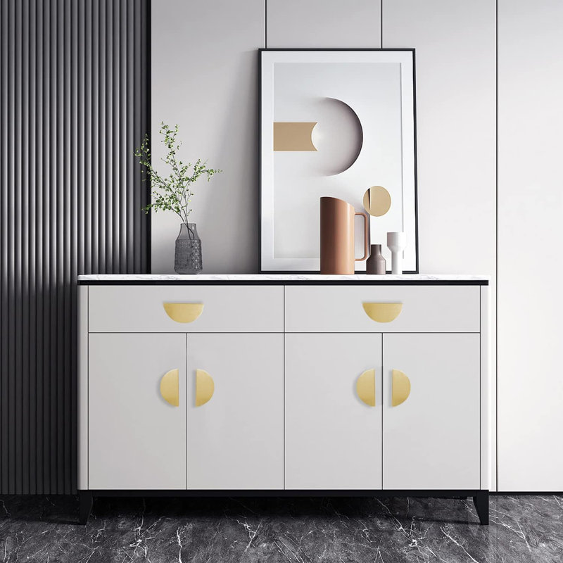 XMVJHOME Solid Brass Semi-Circle Cabinet Pulls - 2.5" Center, 3" Total ...