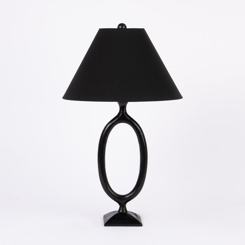 Ebern Designs Vintage O Shaped Cast Black Metal Base Table Lamp | Wayfair