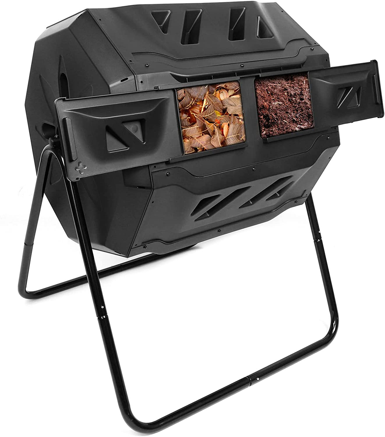 Dakota Fields Garden Composter, Dual Chamber Tumbling Composter, 160 L ...