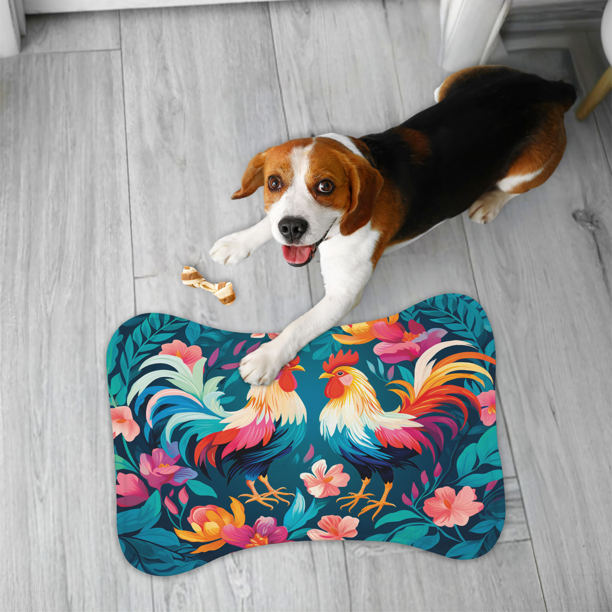 MentionedYou Preppy Hen Art - 1 Piece Bone Shape Feeding Mat | Wayfair
