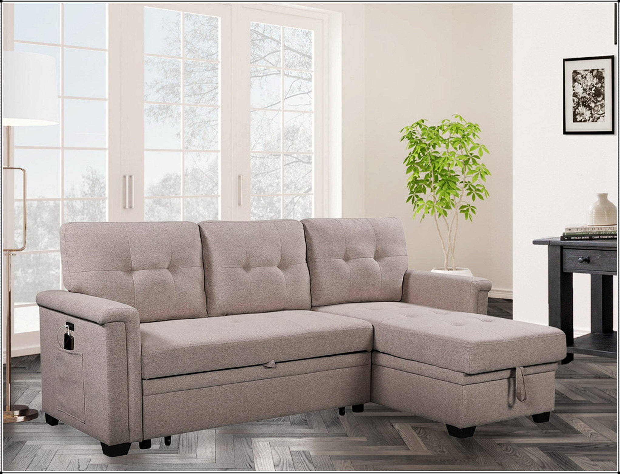 Latitude Run® Nathan 84" Reversible Sleeper Sectional Sofa - Wayfair Canada