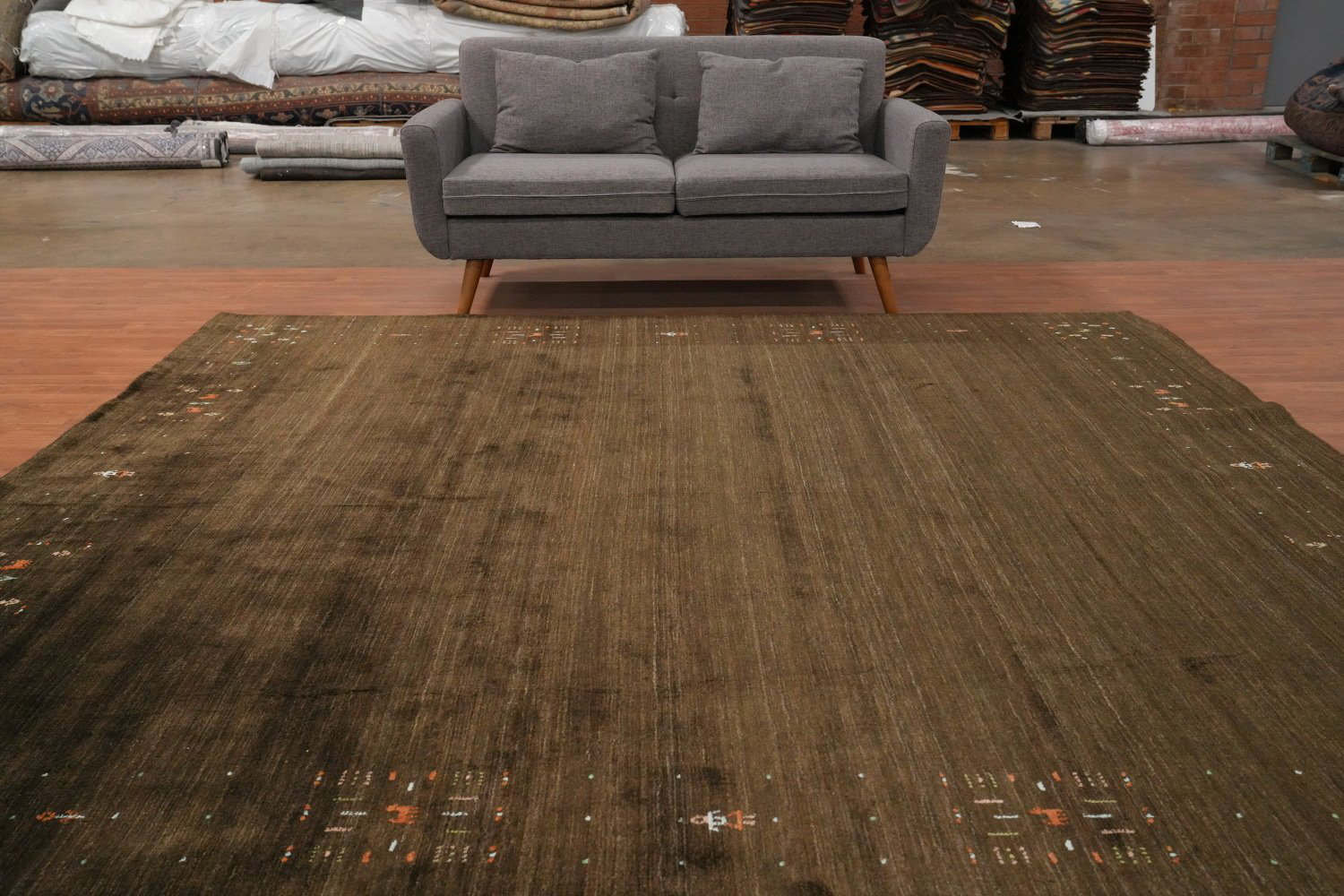 Isabelline Elegant Brown Gabbeh Style Area Rug 10x10 with Subtle ...