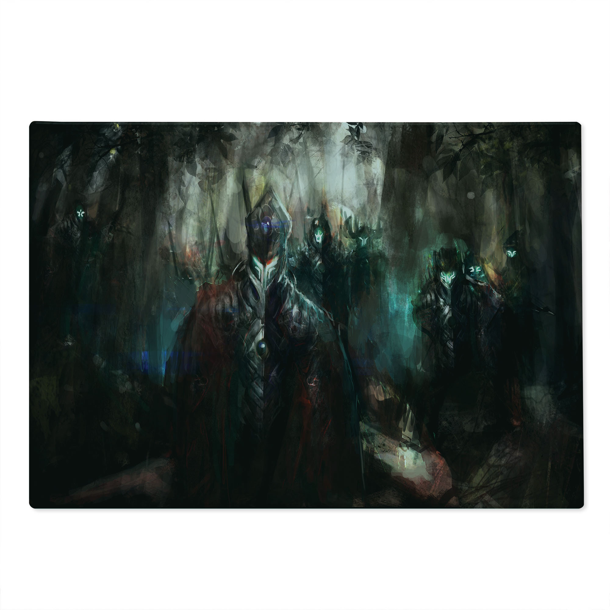 Ambesonne Fantasy Cutting Board Large Size Dark Forest Robots Blue Red ...
