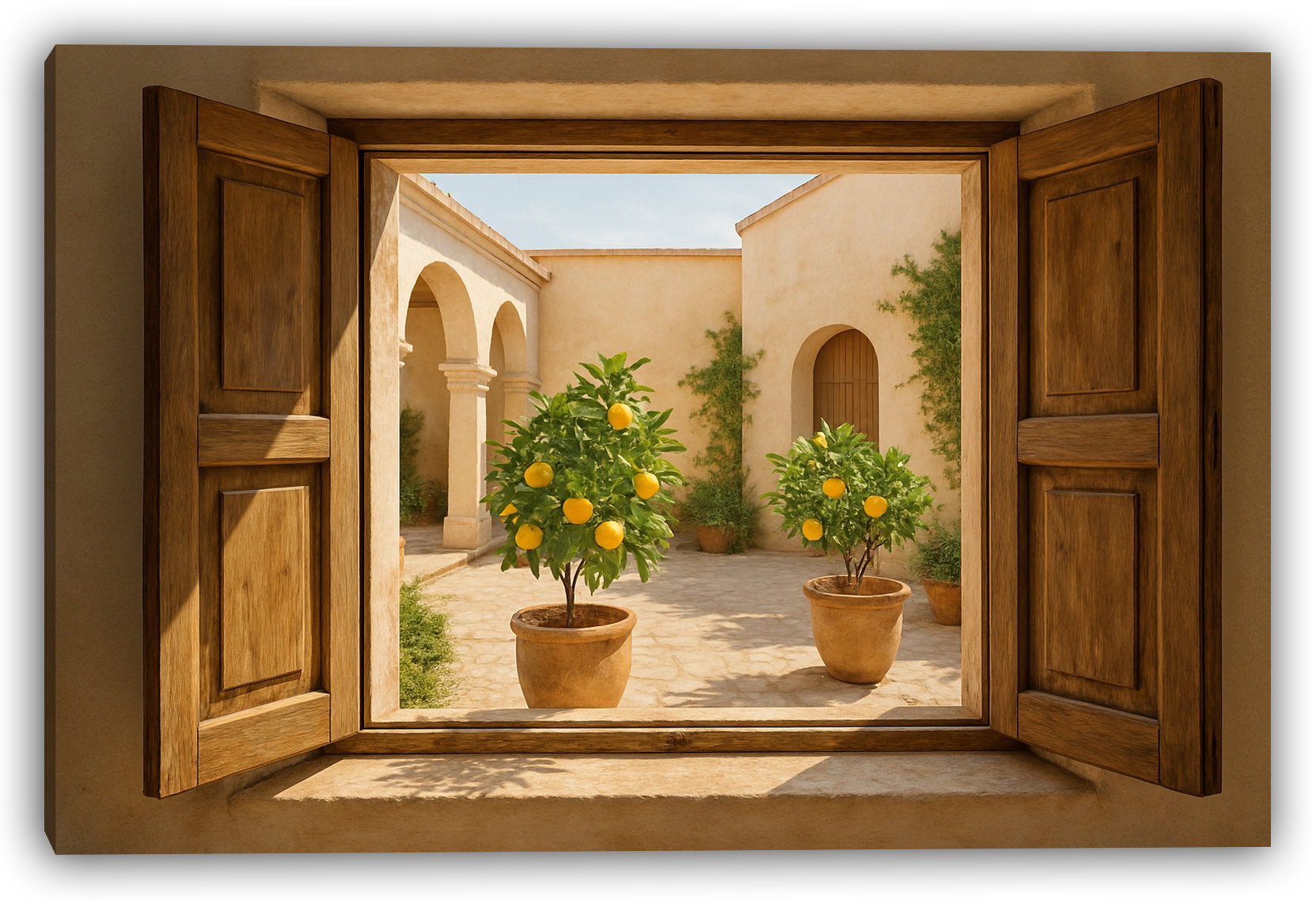 Ophelia & Co. Lemon Tree Courtyard - Tuscan View Through Wooden Window ...