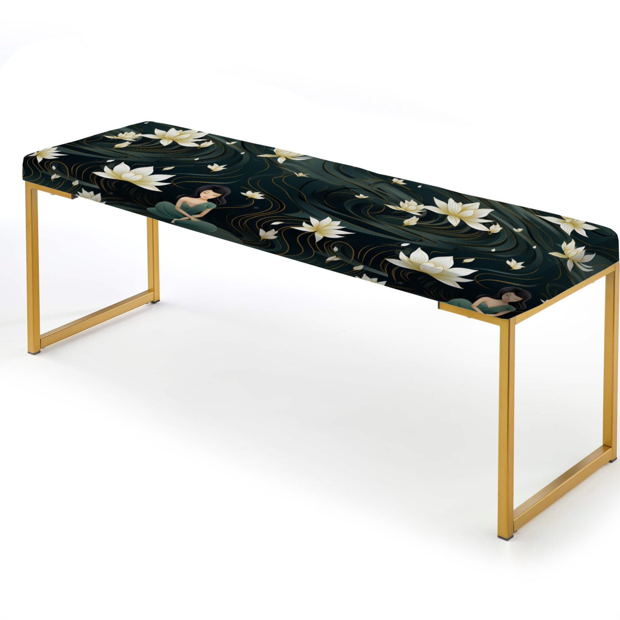 Design Art Mindful Retreat Yoga Oasis Zen - Floral Upholstered Gold ...