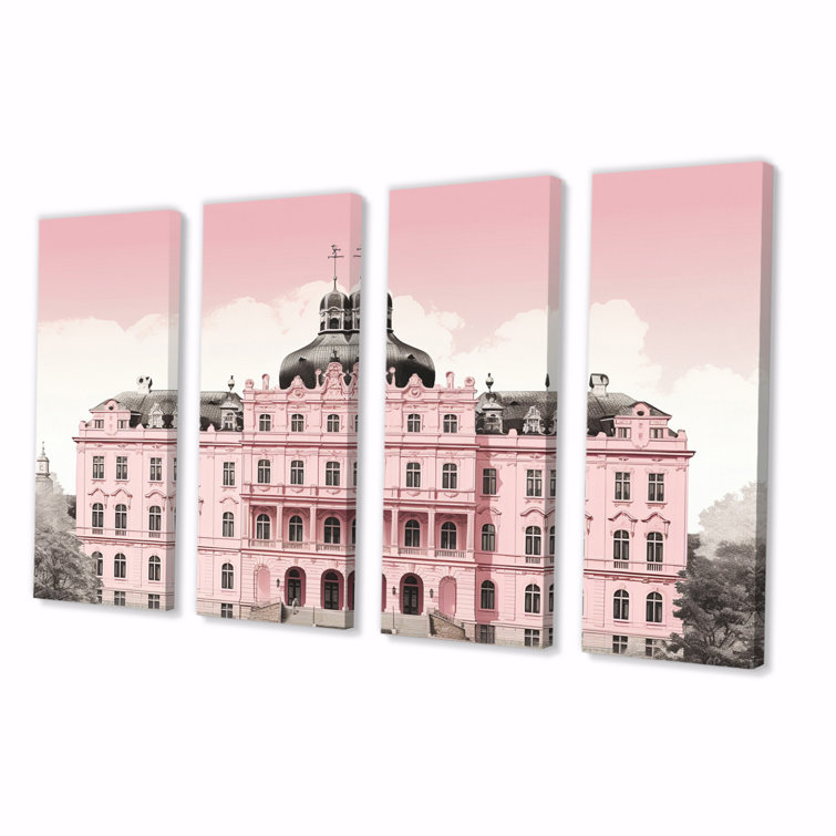 Ebern Designs Pink Blueprint Of London Architecture IV On Canvas 4 ...