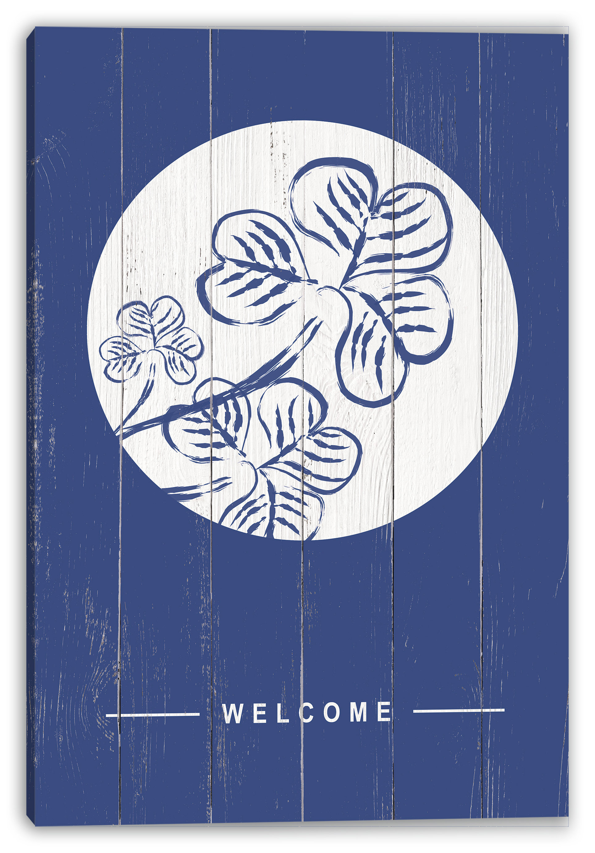 Lark Manor™ Welcome – Clover Floral Rustic Wood-Inspired Wrapped Canvas ...