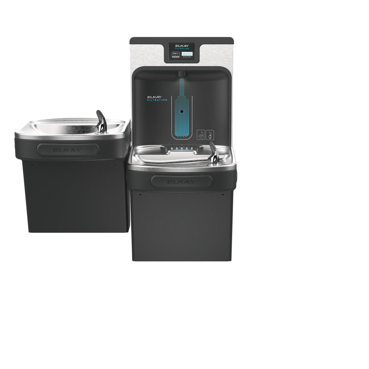 Elkay LZSTL8WSAP Enhanced ezH2O Bottle Filling Station & Versatile Bi-Level ADA Cooler ...