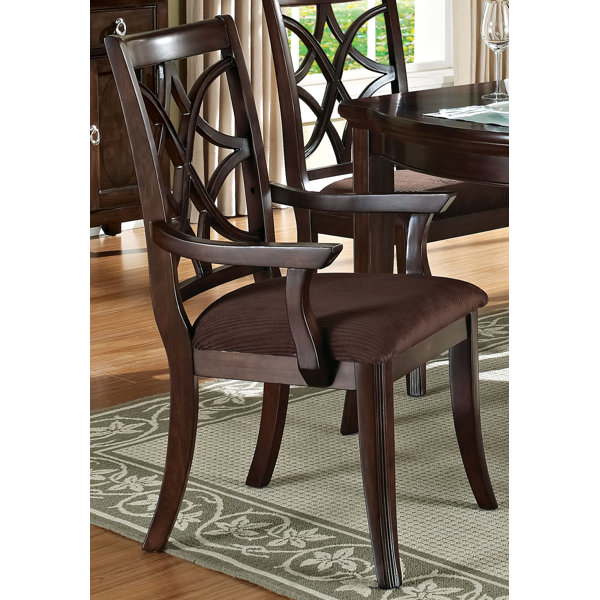 Lark Manor™ Arri Cross Back Arm Chair in Brown and Dark Walnut (Set of ...