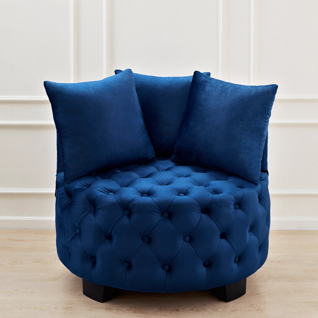 Everly Quinn Velvet Upholstered Tufted Accent Chair - Contemporary ...