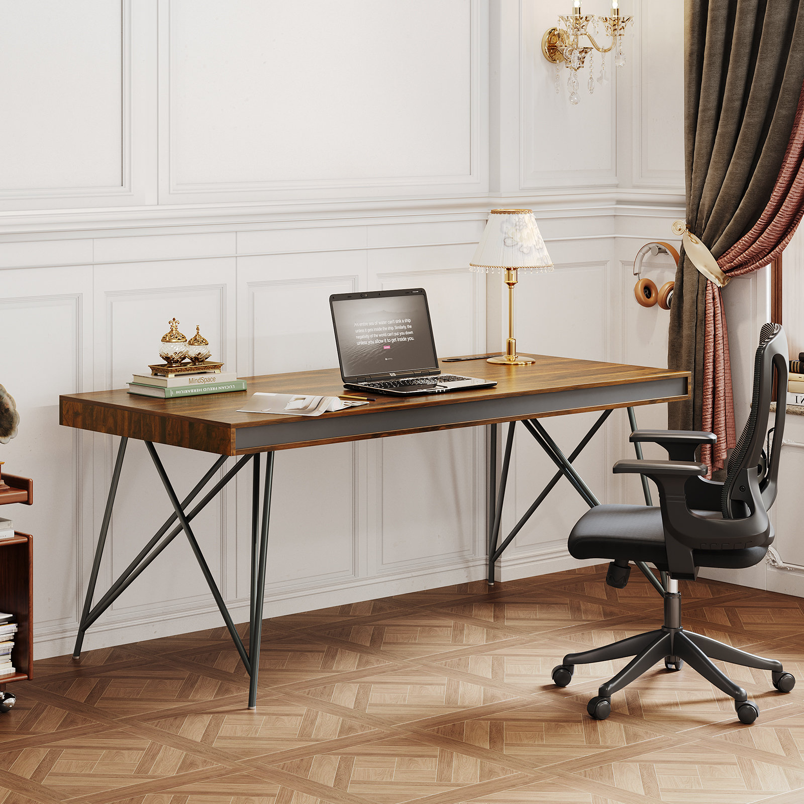 17 Stories Thickened Rectangular Computer Desk with Power Outlet ...