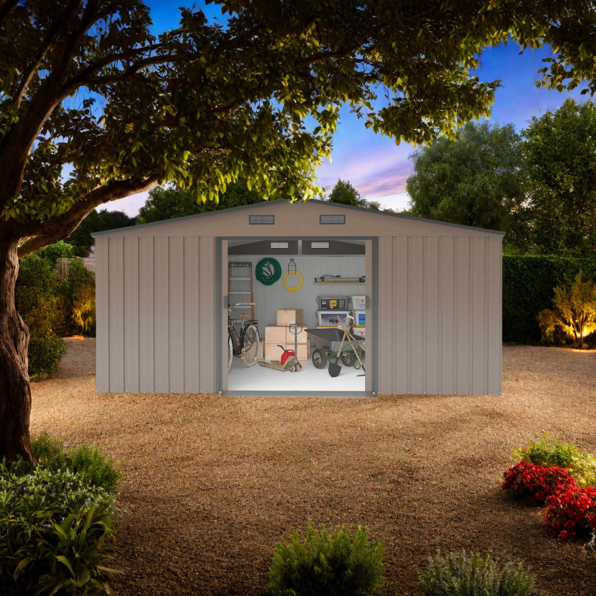 TRADROU Durable Color Steel Storage Shed, 0.25Mm Thick Heavy-Duty Metal ...