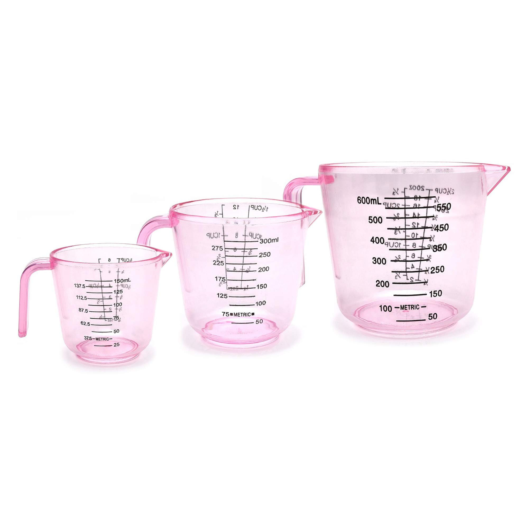 TUHOME FURNITURE LLC 3-Pack Plastic Measuring Cup Set, Multi-Scale ...
