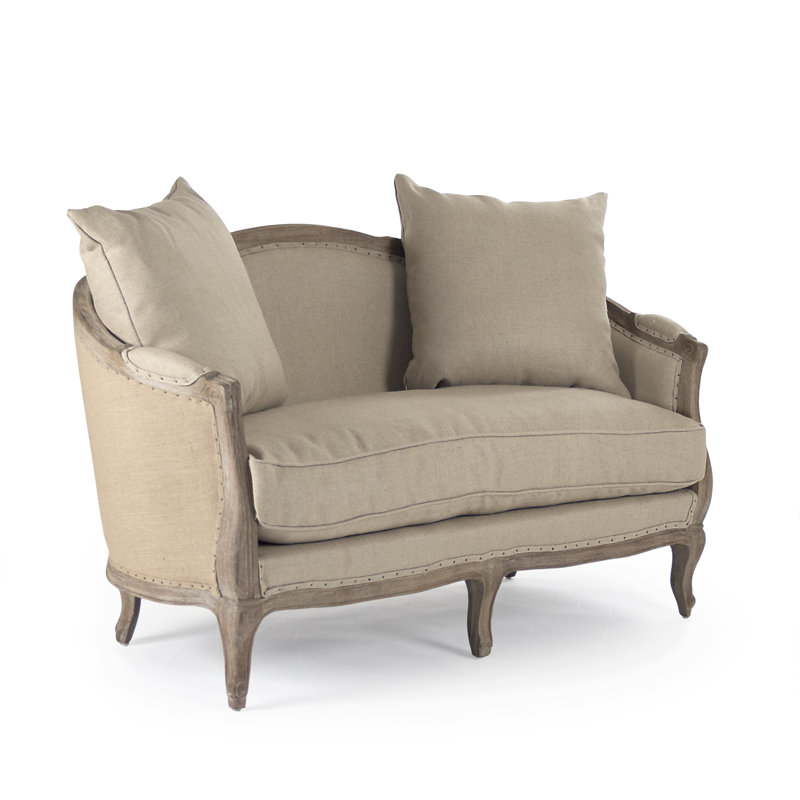 One Allium Way® Gracia 61" Linen Recessed Arm Loveseat with Reversible ...