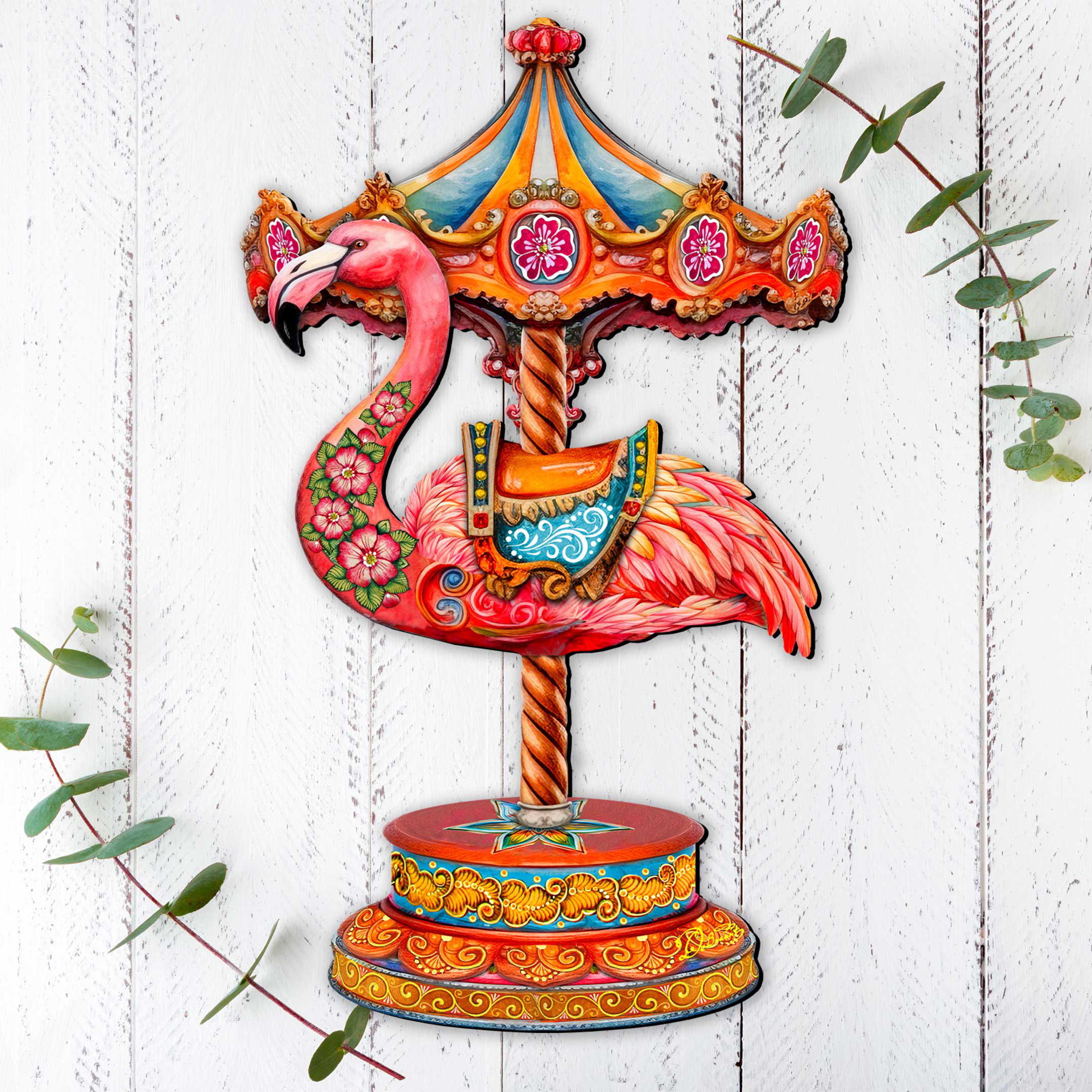 Designocracy Flamingo Carousel Holiday Door Decor By G. Debrekht | Wayfair